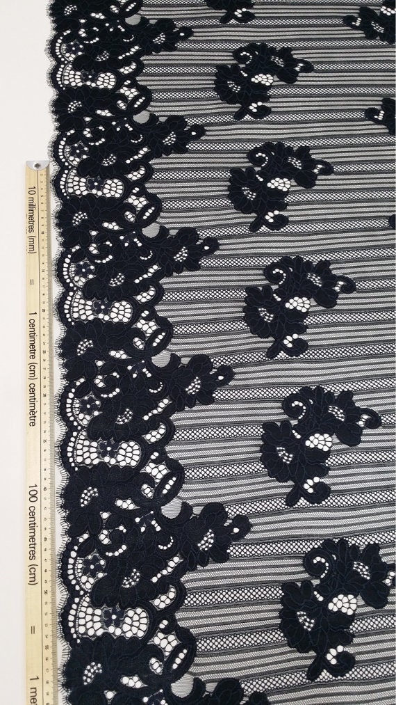 Black Lace Fabric by the Yard France Alencon Lace Bridal | Etsy