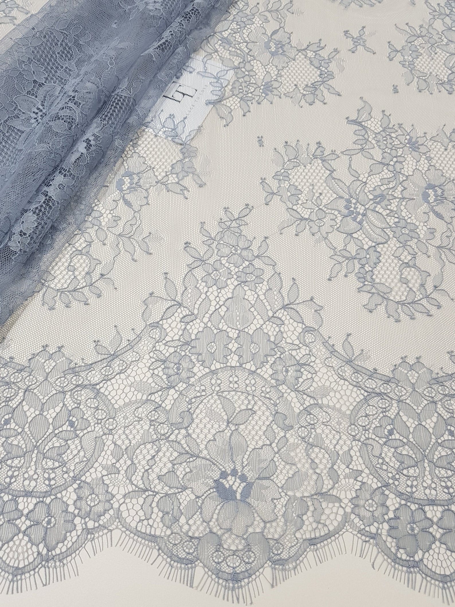 Blue/gray Lace Fabric French Lace Chantilly Lace Wedding - Etsy