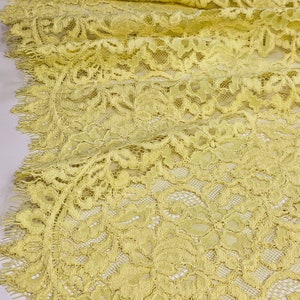 Yellow Floral Spanish Lace Fabric by the Yard, Alencon Lace, Summer ...