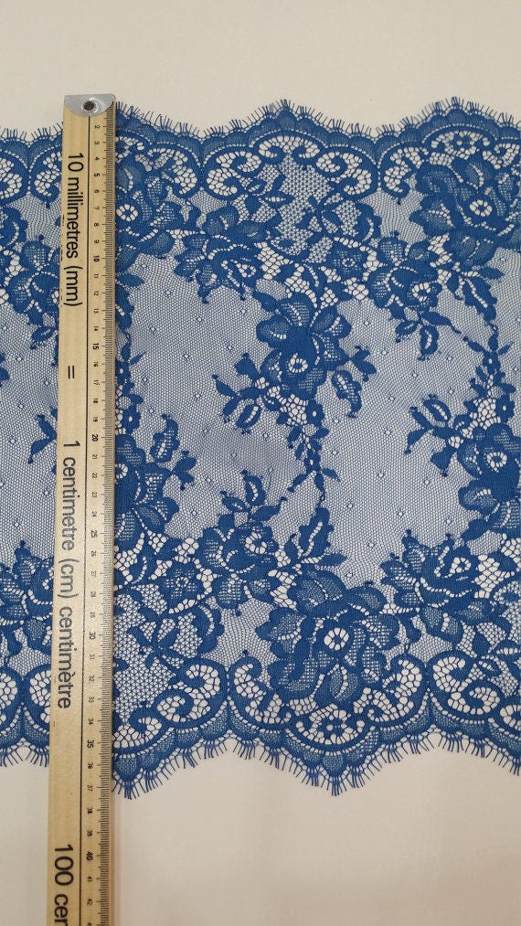 Blue lace Trim turquoise blue French Chantilly Lace Bridal | Etsy