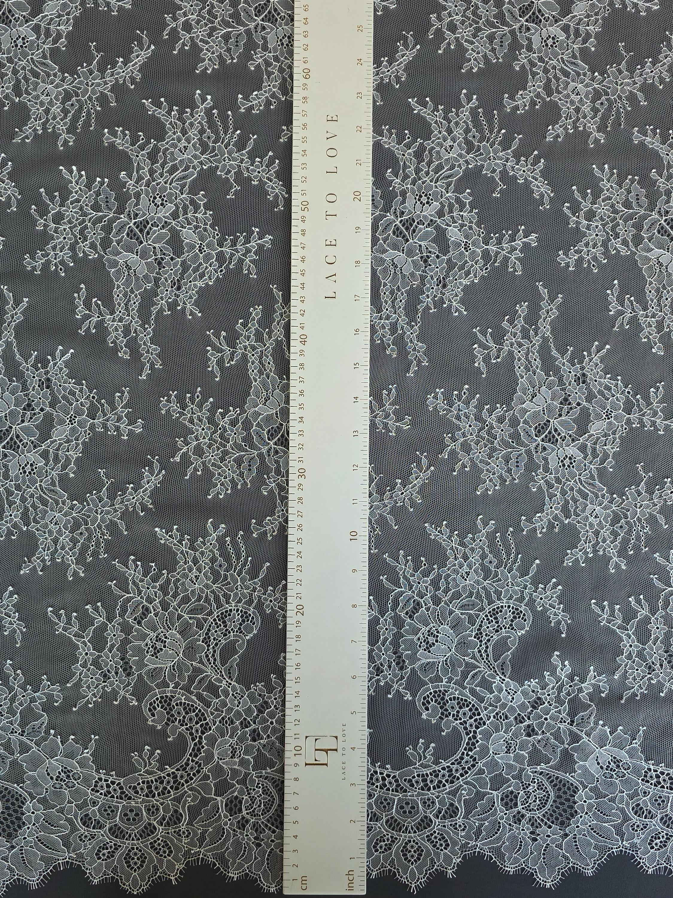 Ivory Delicate French Lace Fabric Chantilly Lace Fabric by the Yard ...