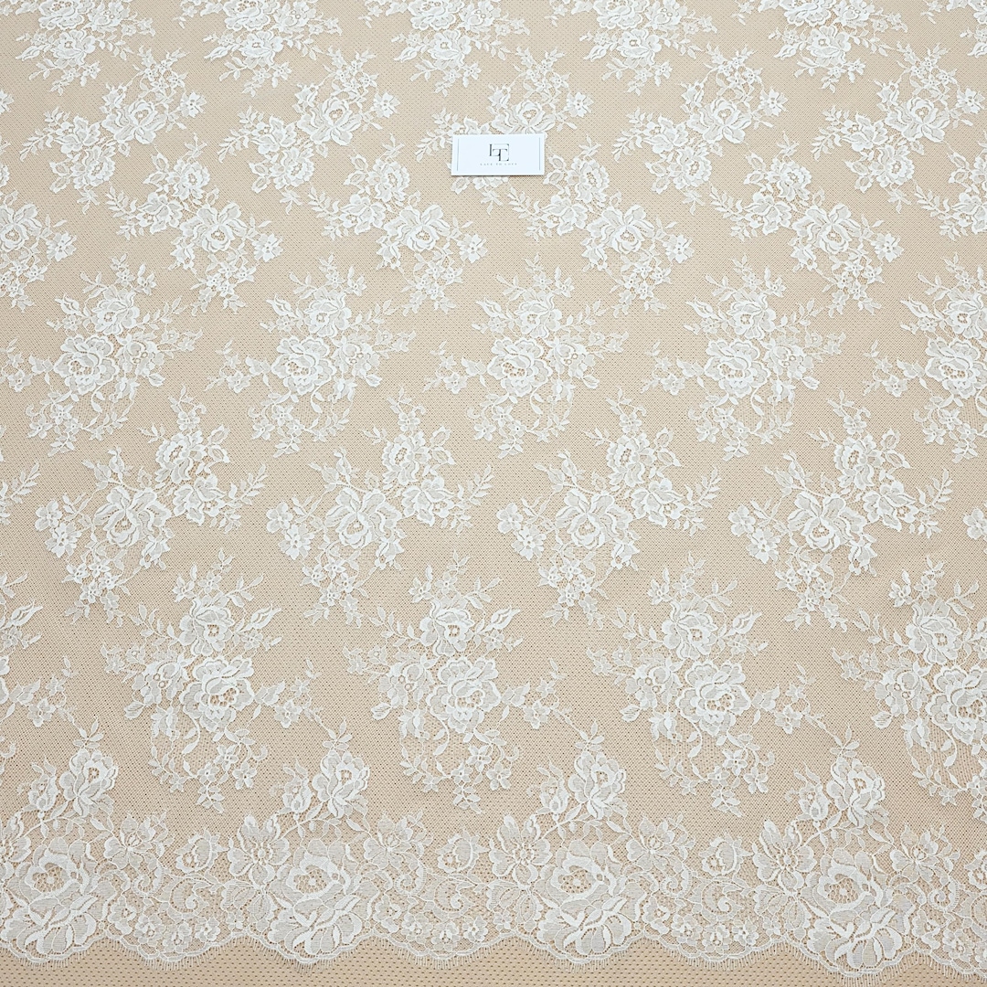 Light Beige Vintage Lace Fabric, Ivory French Chantilly Lace, Bridal ...