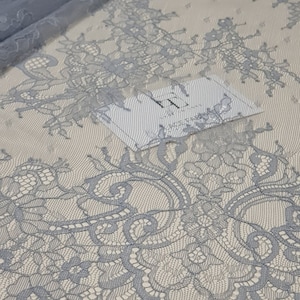 Blue/gray Lace Fabric, French Lace, Chantilly Lace, Wedding Lace ...