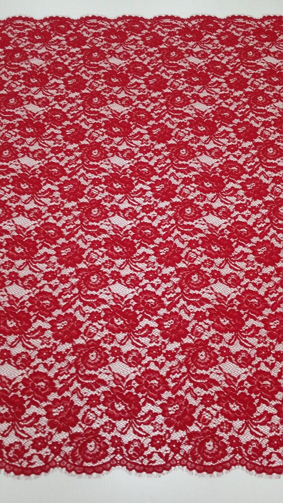 Red Lace Fabric by the Yard French Lace Embroidered Wedding - Etsy
