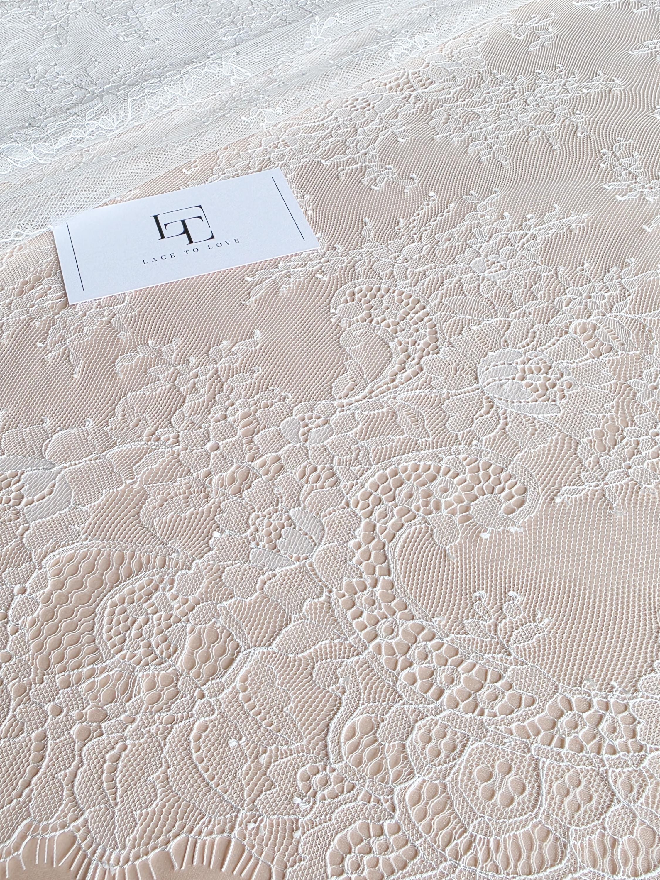 Ivory Delicate French Lace Fabric Chantilly Lace Fabric by the Yard ...