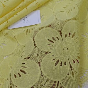 Yellow Lace Fabric, French Lace, Alencon Lace, Bridal Gown Lace ...
