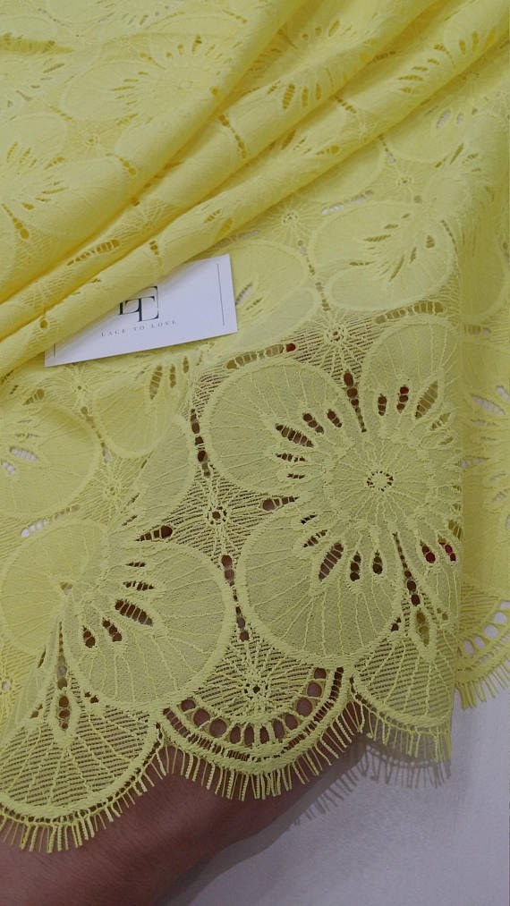 Yellow Lace Fabric French Lace Alencon Lace Bridal Gown - Etsy