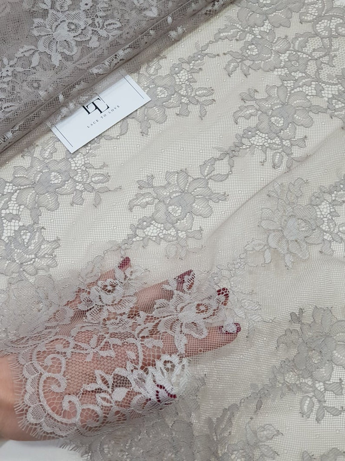 Light Gray Lace Trim French Lace Chantilly Lace Bridal | Etsy