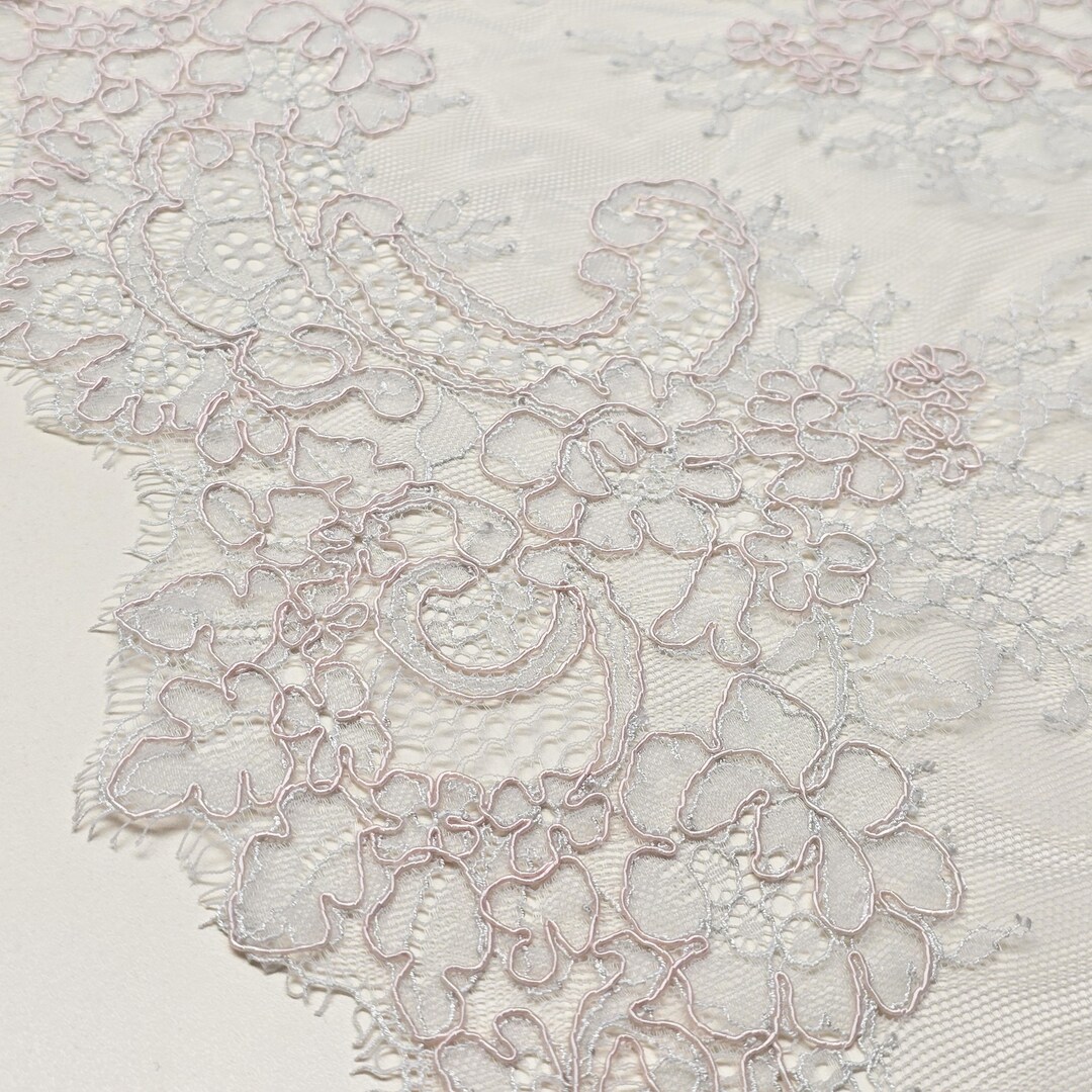 Light Grey Lace Trim, French Chantilly Lace Trimming, Bridal Wedding ...