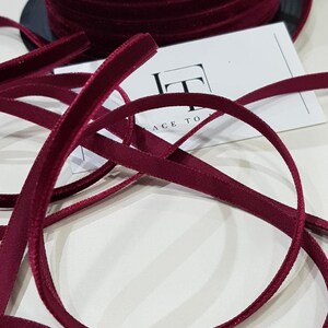 Dark Red Velvet Ribbon by the Yard, Narrow Velvet Ribbon, Velvet Fabric ...