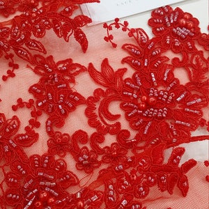 Beaded Red Lace Trimming, Sequin Lace, Pearl Lace, Chantilly Lace ...