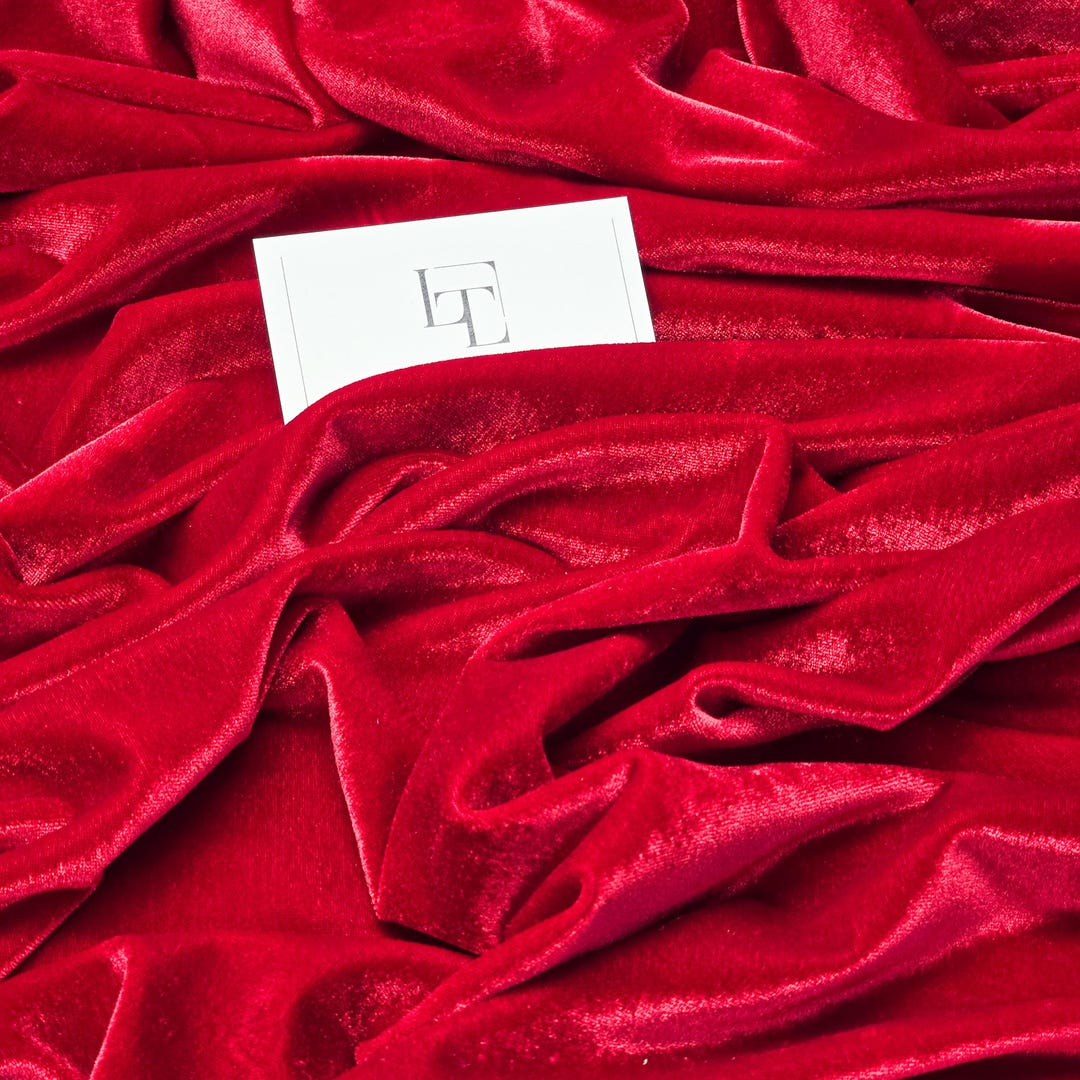 Red Velvet Stretch Fabric Sold by the Yard. Plush Elastic Red Velvet ...