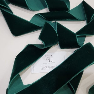 Dark Green Velvet Ribbon by the Yard, Narrow Velvet Ribbon, Velvet ...