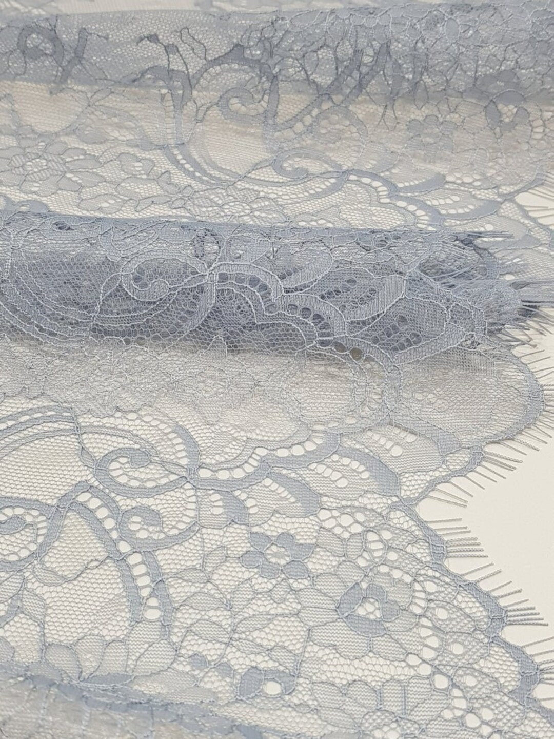 Blue/gray Lace Fabric, French Lace, Chantilly Lace, Wedding Lace ...