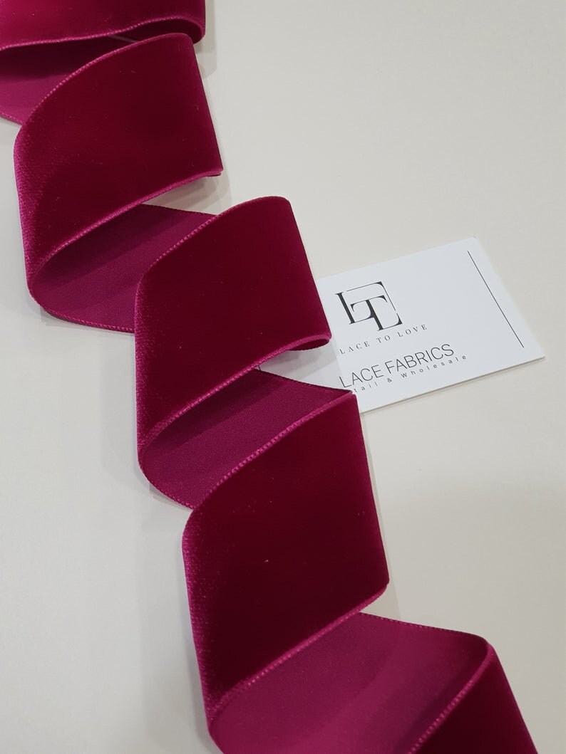 Dark Red Velvet Ribbon by the Yard Narrow Velvet Ribbon Red - Etsy