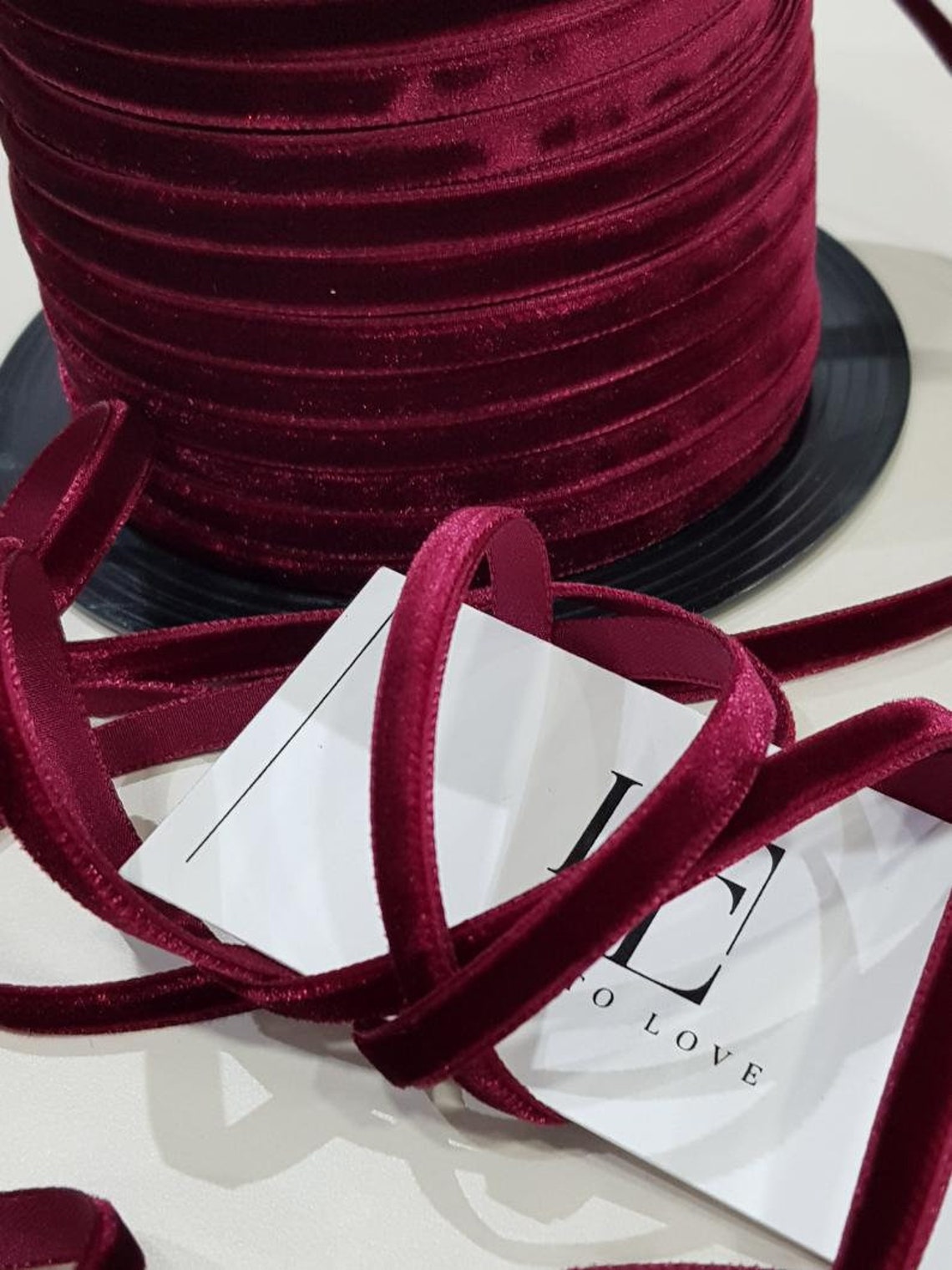 Dark Red Velvet Ribbon by the Yard Narrow Velvet Ribbon | Etsy