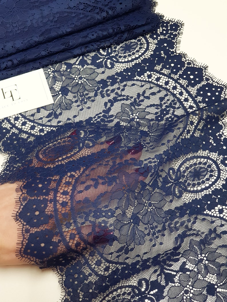 Navy Blue Lace Trim, French Lace, Chantilly Lace, Bridal Lace ...
