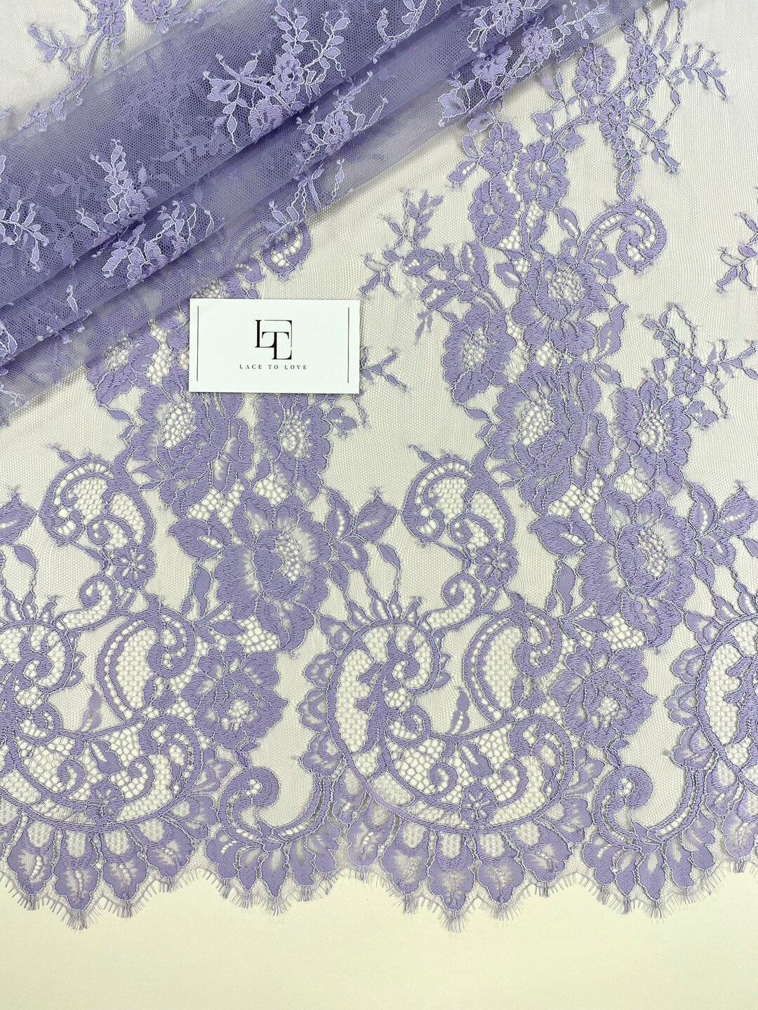 Purple Lace Fabric, French Lace, Chantilly Lace, Wedding Lace, Bridal ...
