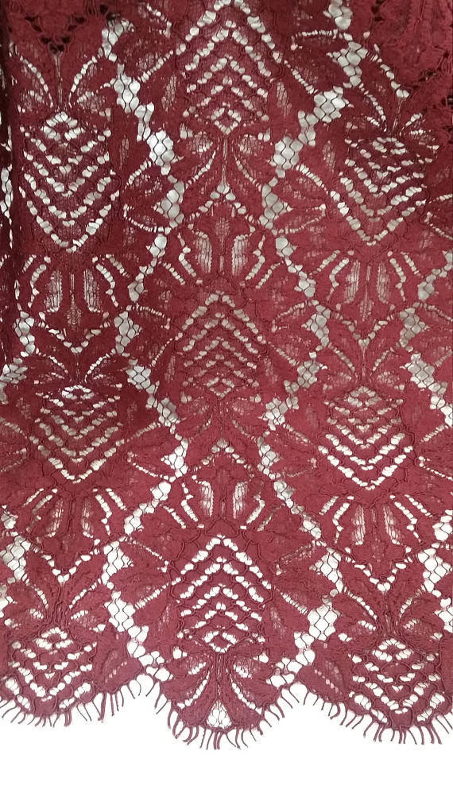 Burgundy Lace Fabric, France Lace, Embroidery Lace, Red Lace, Wedding ...