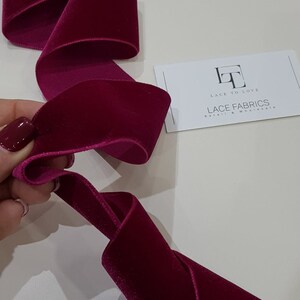 Dark Red Velvet Ribbon by the Yard, Narrow Velvet Ribbon Red, Velvet ...