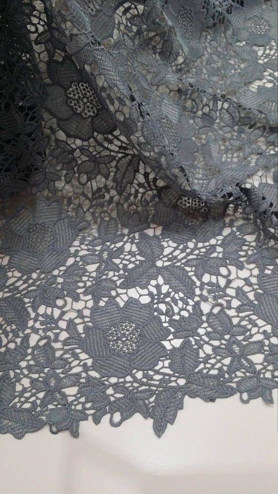 Gray Lace Fabric French Lace Chantilly Lace Bridal Wedding | Etsy