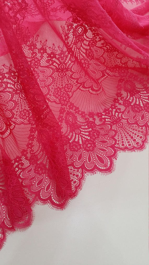 Pink Lace Fabric French Lace Chantilly Lace Bridal Lace - Etsy