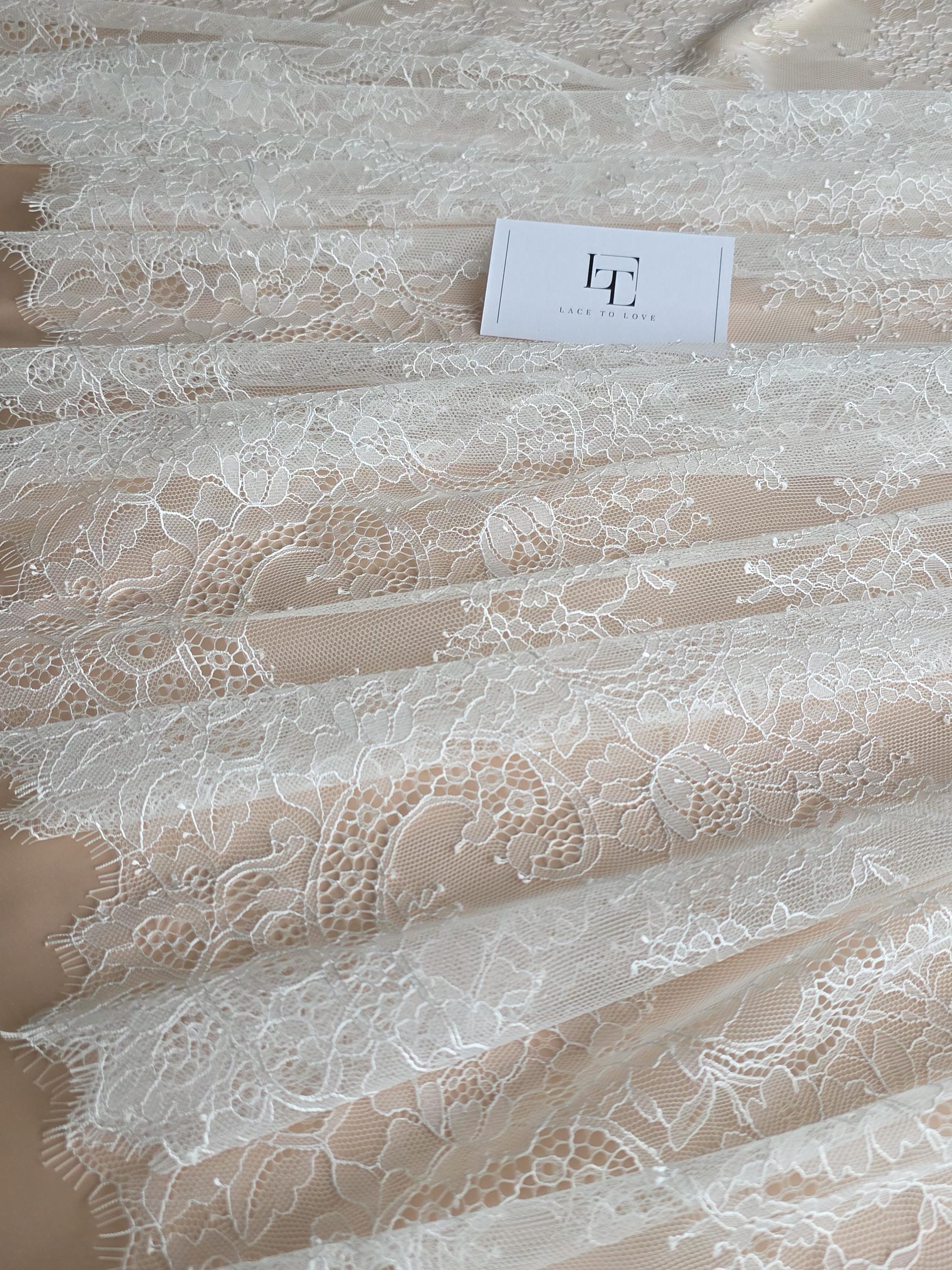 Ivory Delicate French Lace Fabric Chantilly Lace Fabric by the Yard ...