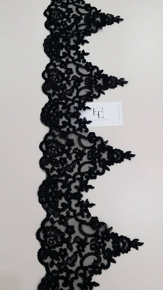 Black Lace Trimming French Lace Alencon Lace Bridal Gown - Etsy