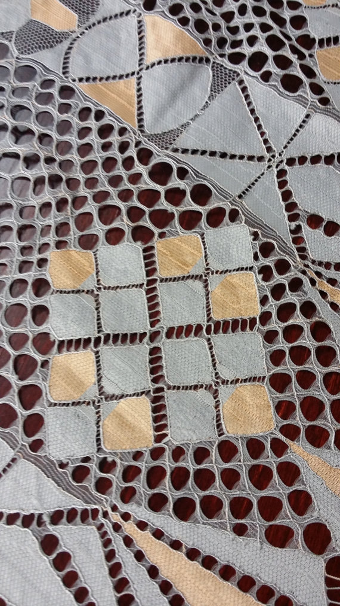 Gray Lace Fabric by the Yard Geometric France Lace Alencon - Etsy