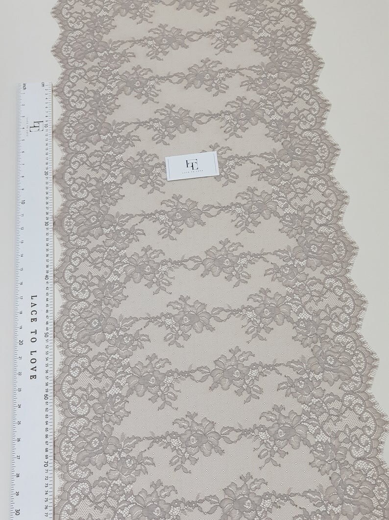Light Gray Lace Trim, French Lace, Chantilly Lace, Bridal Lace, Wedding ...