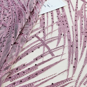 Purple Embroidery Lace Fabric, Light Purple Tulle Net With Embroidery ...