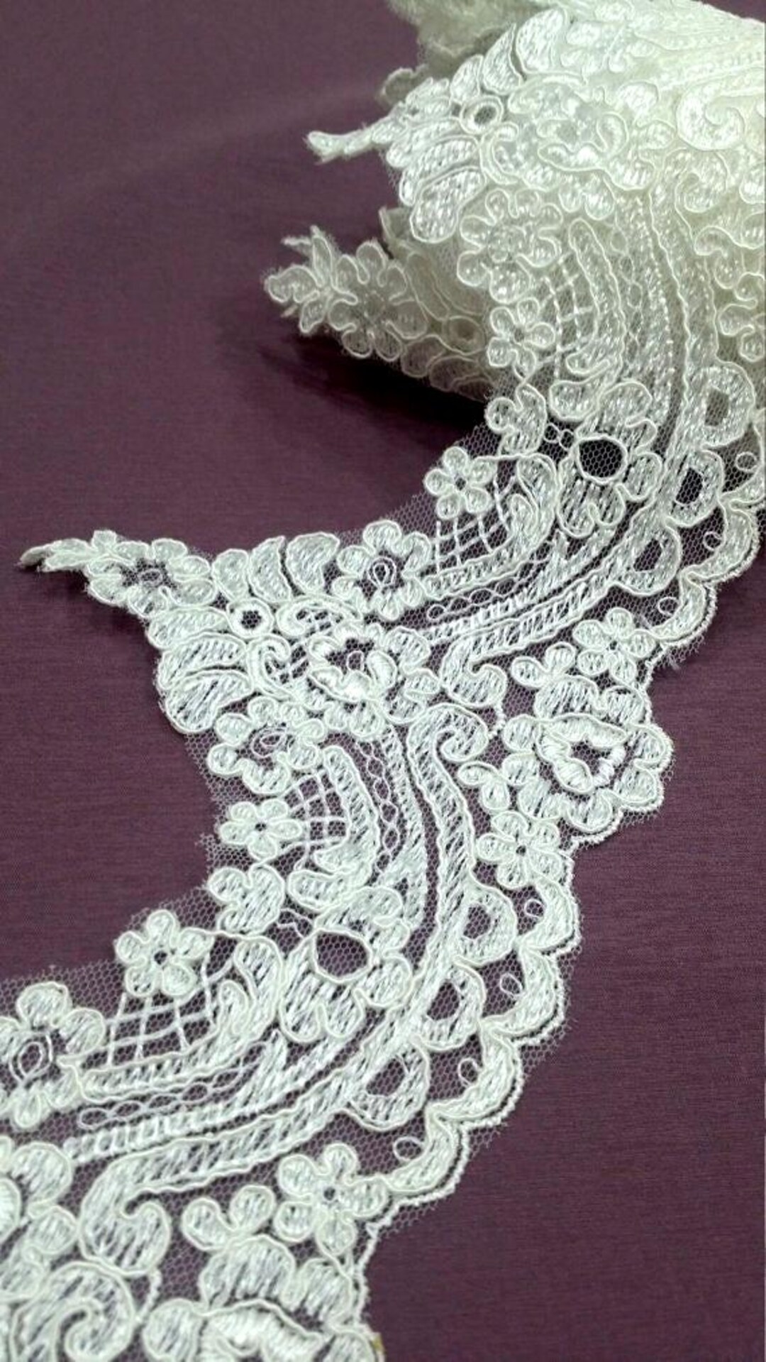 Light Ivory Lace Trim, Alencon Lace, Bridal Wedding Lace, White Veil ...