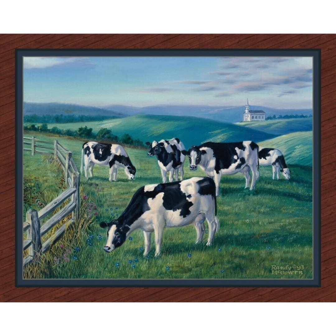 Cow Farm Fabric Quilt Panel: Grazing Scene, 100% Cotton (36" X 45") - Etsy