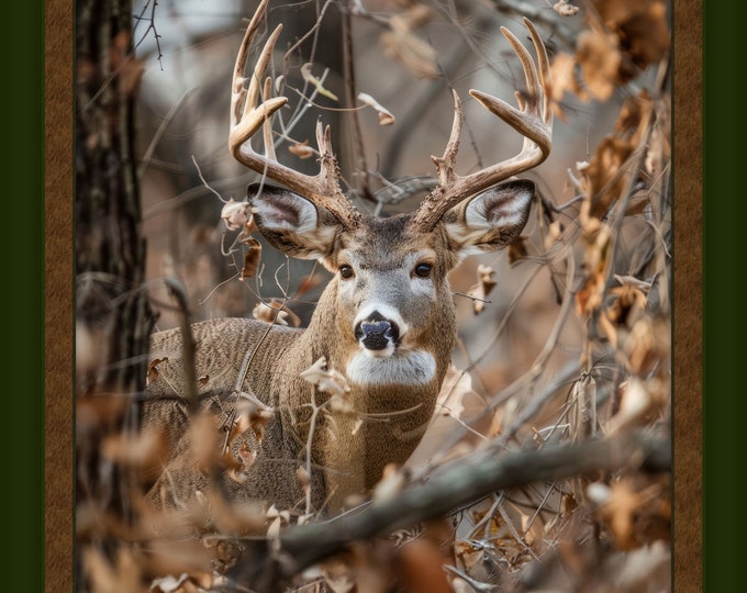 HIDDEN BUCK Fabric Quilt Panel 36" X 45", Deer, Buck, Hunting, Wildlife ...