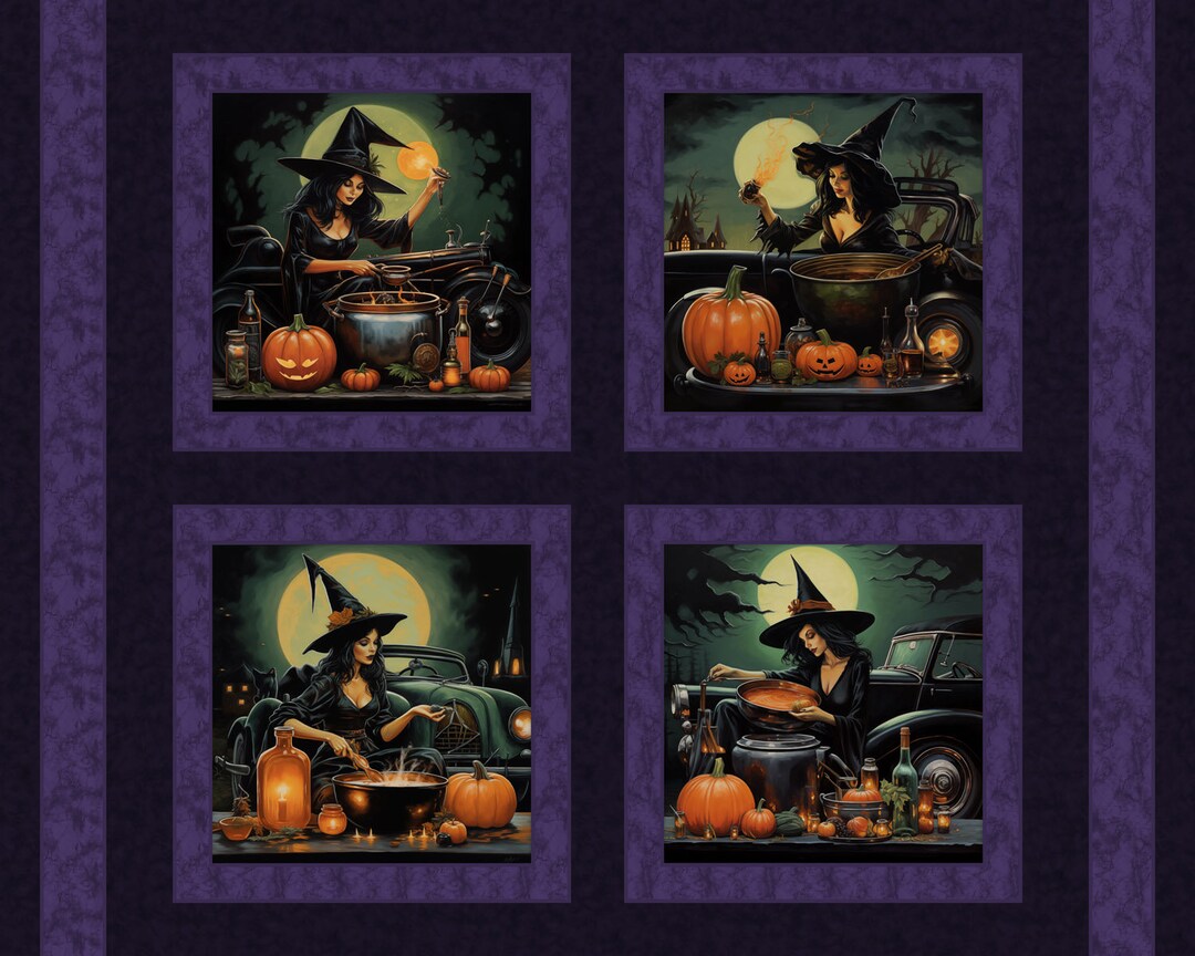WITCHES BREW Fabric Pillow Quilt Panel 36" X 45", Halloween, Holiday - Etsy