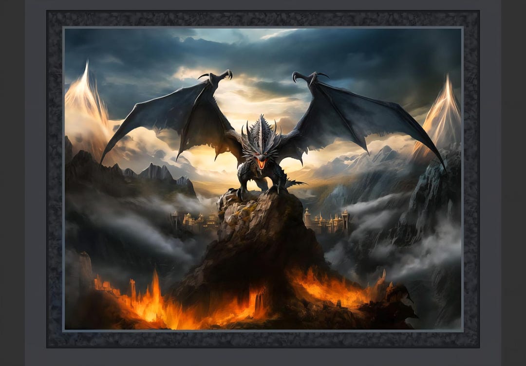 FIRE DRAGON Fabric Quilt Panel 36" X 45", Dragon, Fantasy, Mystical - Etsy