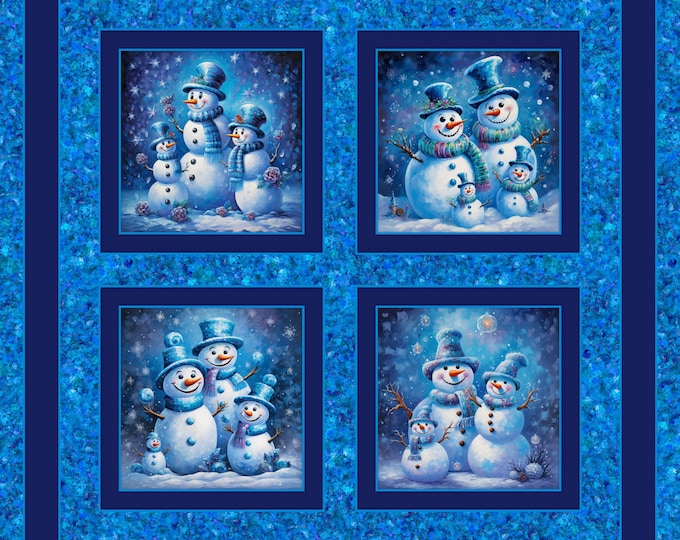 SNOWMAN SMILES 36" X 45" Fabric Pillow Quilt Panel, Christmas, Holiday ...