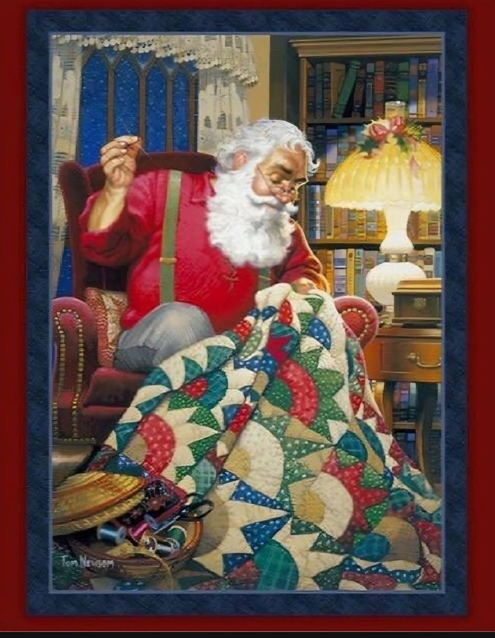 QUILTING SANTA Fabric Quilt Panel 36" X 45", Christmas, Holiday, Sewing ...