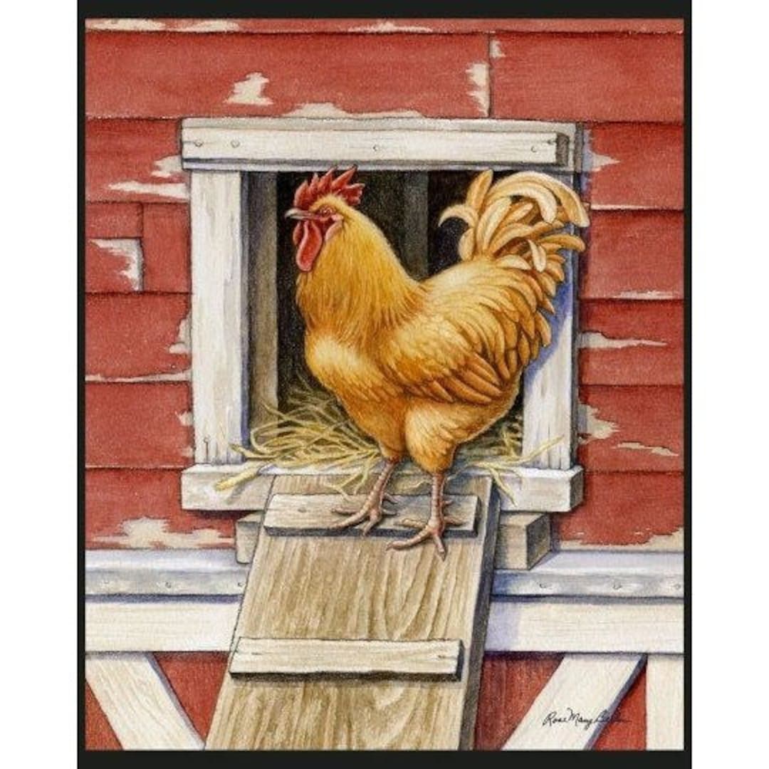 Chicken ROOSTER Fabric Quilt Panel - Etsy