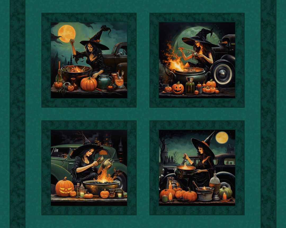 Magic Spell Fabric Pillow Quilt Panel 36" X 45", Witches Brew ...