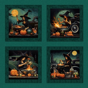Magic Spell Fabric Pillow Quilt Panel 36" X 45", Witches Brew ...