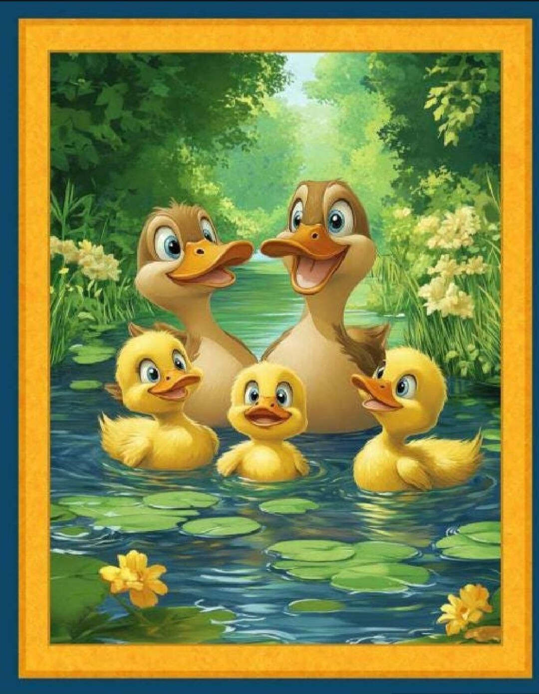 HAPPY QUAKERS Fabric Baby Quilt Panel 36" X 45", Ducks, Birds, Animals ...