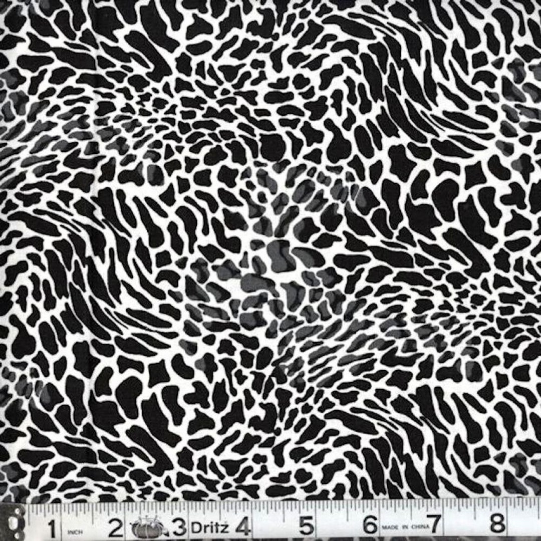 CHEETAH Black White Animal Skin 100% Cotton Fabric EXOTIC, Available by ...