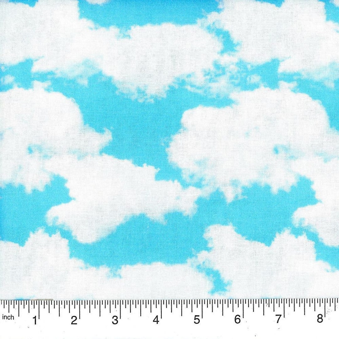 FLUFFY CLOUDS Blue Sky Fabric - Etsy