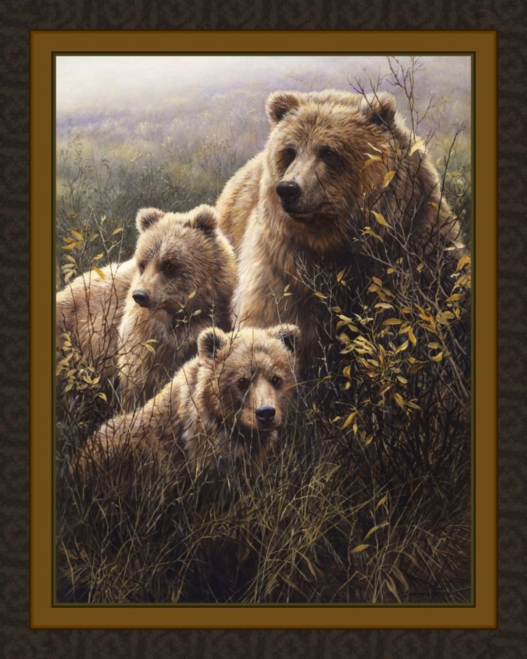 DENALI Family Fabric Quilt Panel 36" X 45", Grizzly Bears, Wildlife ...