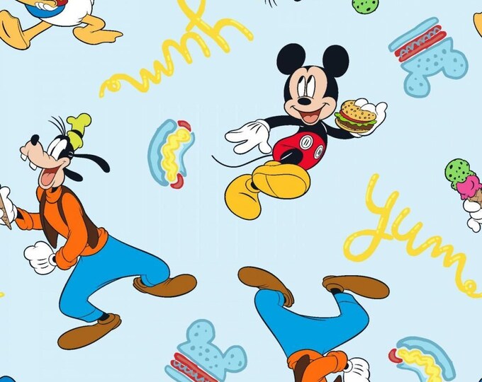 Mickey Mouse Goofy Food Fabric 100% Cotton Sewing Quilting Buy the Yard ...