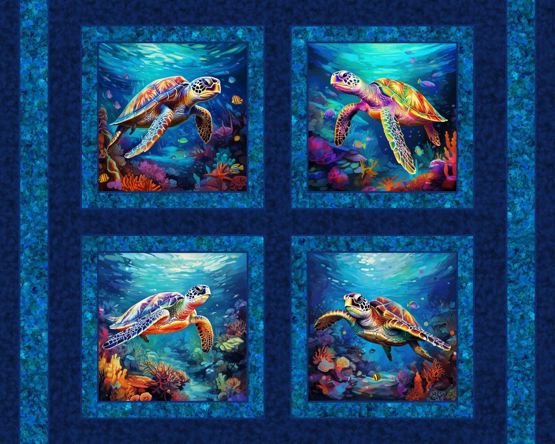 Sea Turtles Fabric Quilt Panel: Ocean Beach Pillows (36" X 45") - Etsy