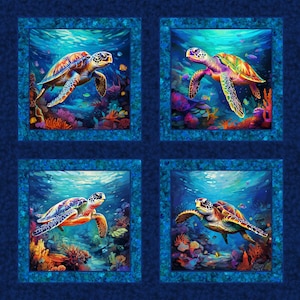 Sea Turtles Fabric Quilt Panel: Ocean Beach Pillows (36" X 45") - Etsy