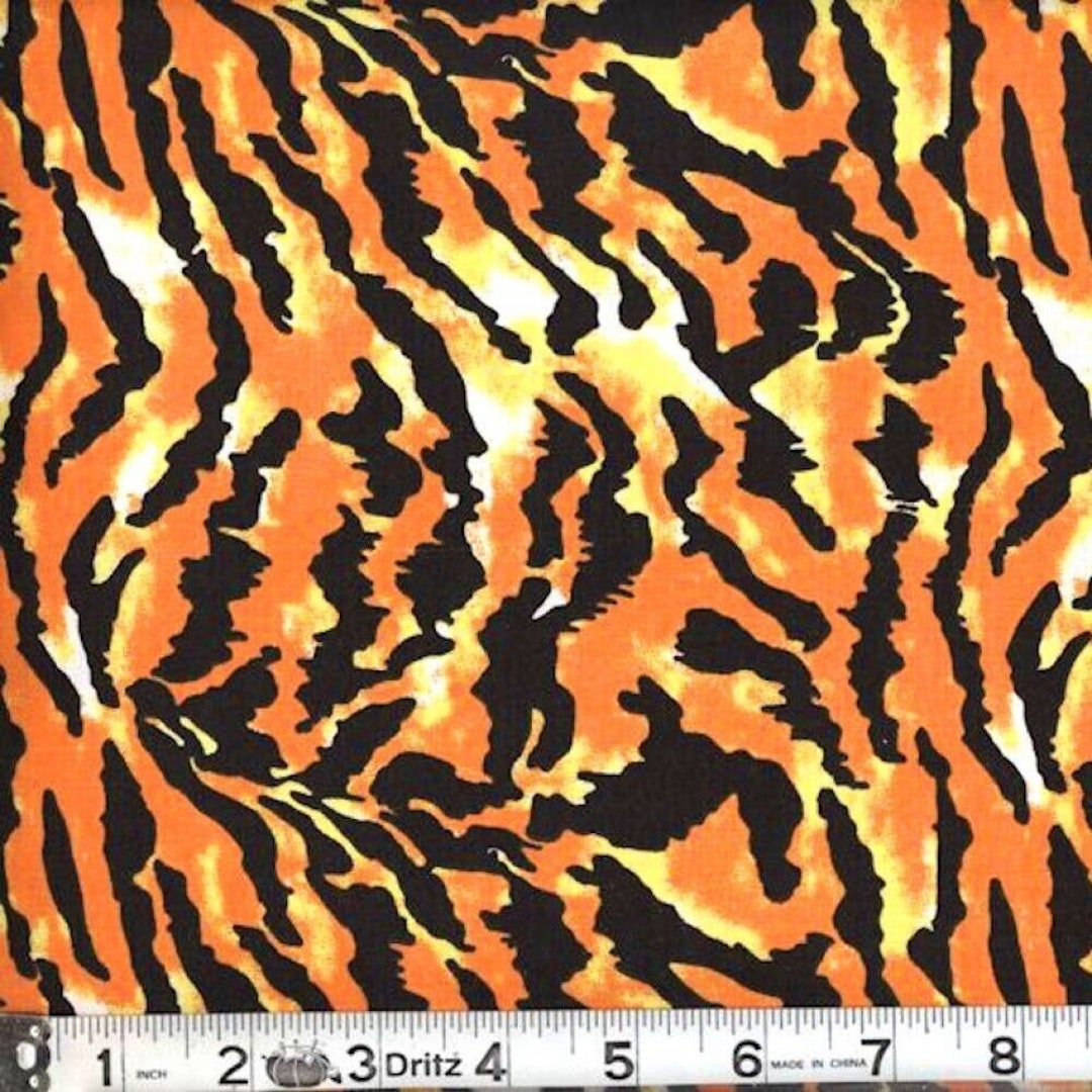 Tiger Print Cotton Fabric: Exotic Animal Skin, Continuous Yardage - Etsy