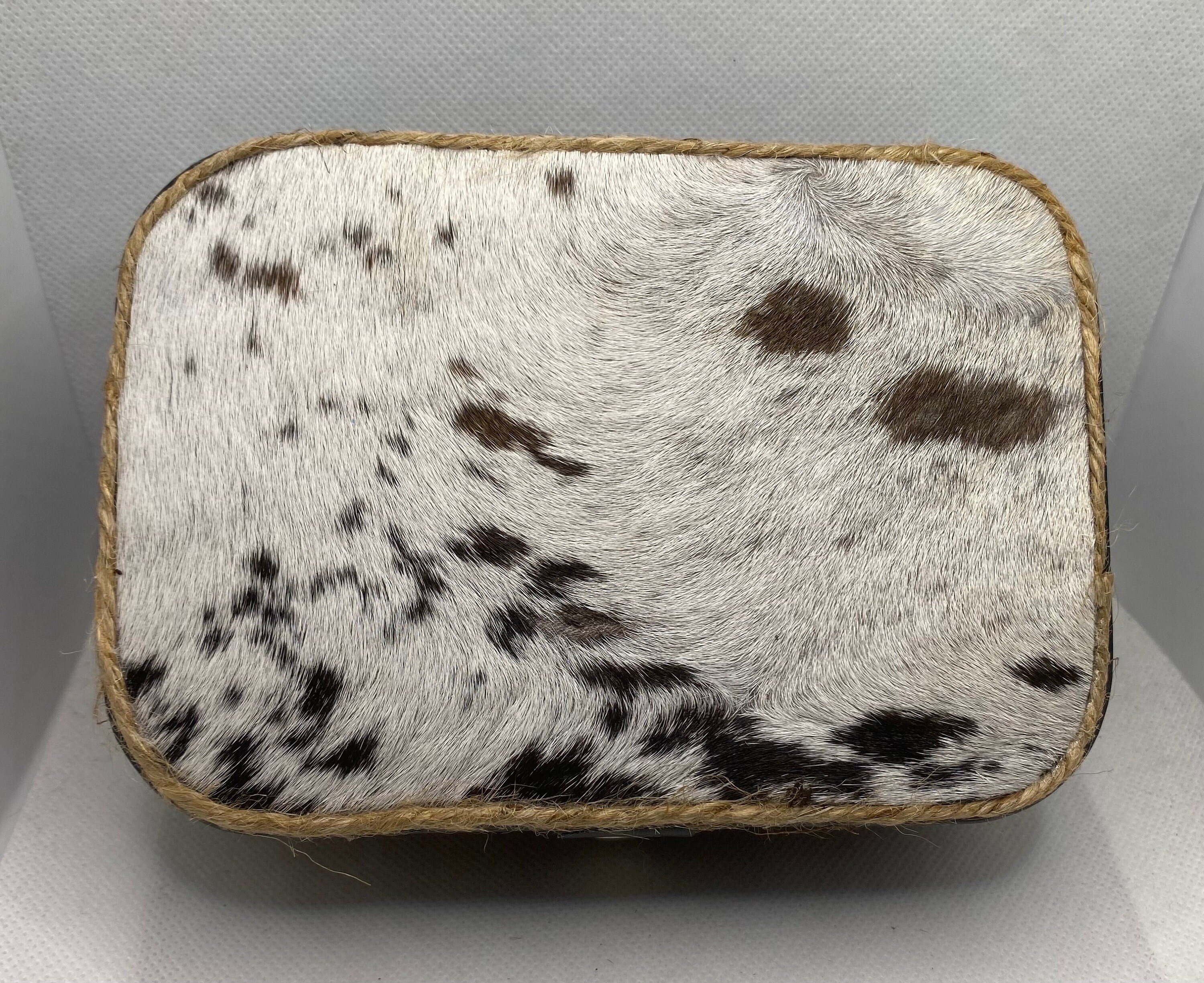 Cowhide Jewelry Box Black W/ Jute - Etsy